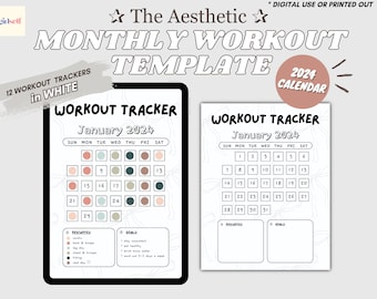 2024 Workout Tracker, Annual Fitness Habit Journal Digital Download ...