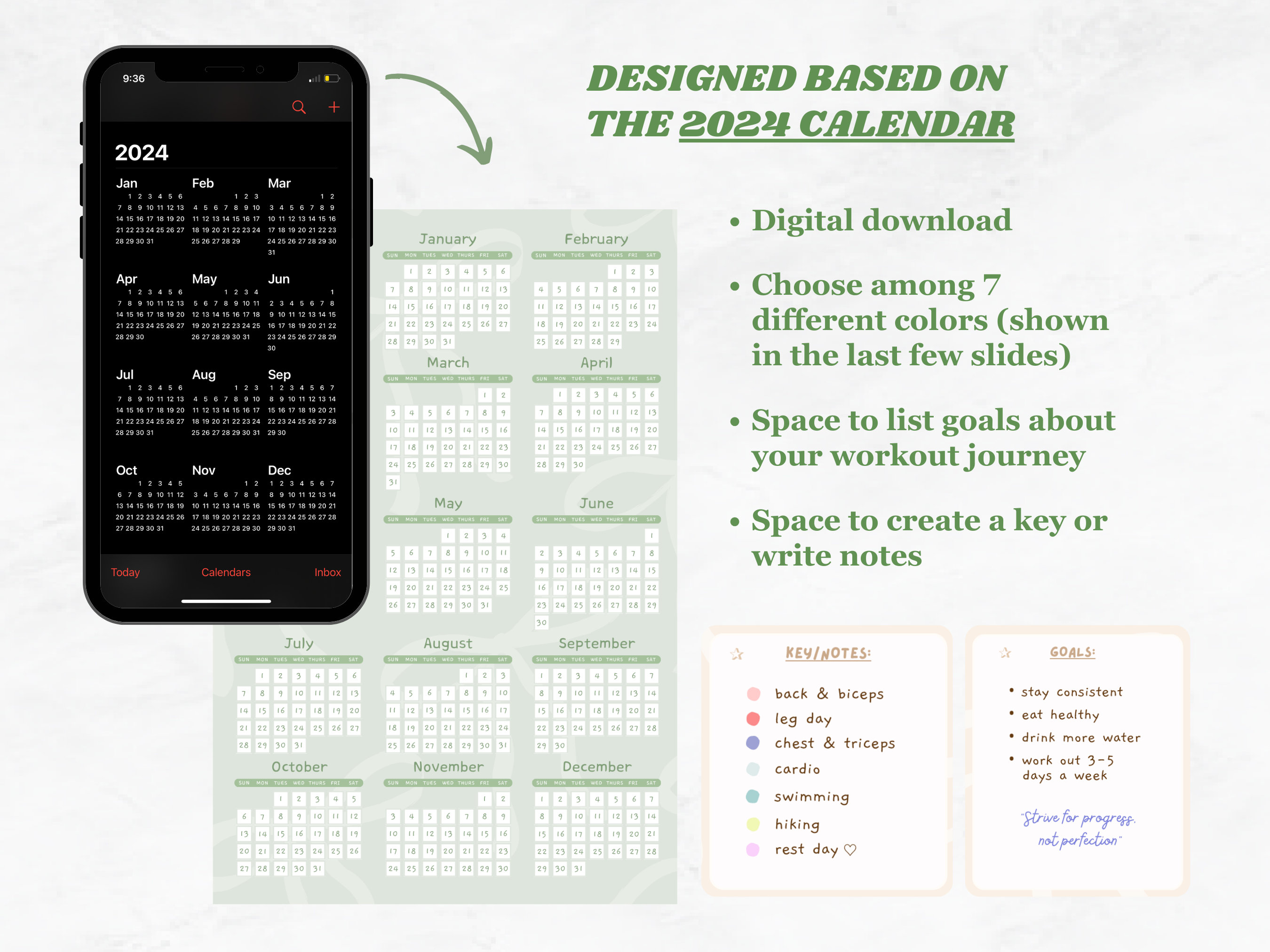 2024 Workout Tracker, Annual Fitness Habit Journal Digital Download ...
