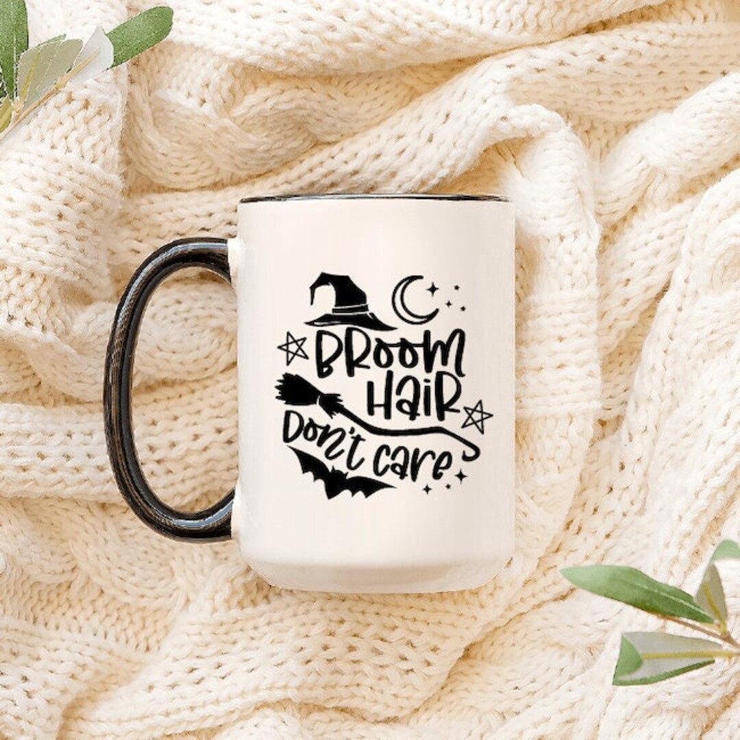 Broom Hair Don't Care Coffee Mug, Halloween Mug, Pumpkin Coffee, Fall ...