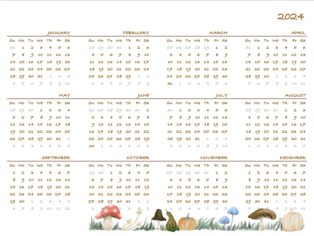 2024 & 2025 Full Year at a Glance Calendar, Minimalist With Hand Drawn ...