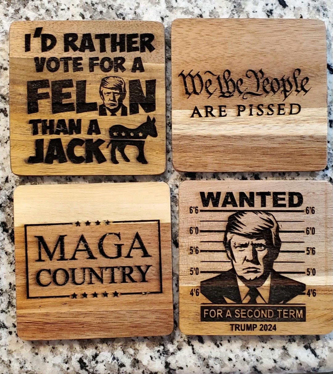 Trump Inspired Wood Coasters - Set of 4. You Pick Shape and Images! - Etsy