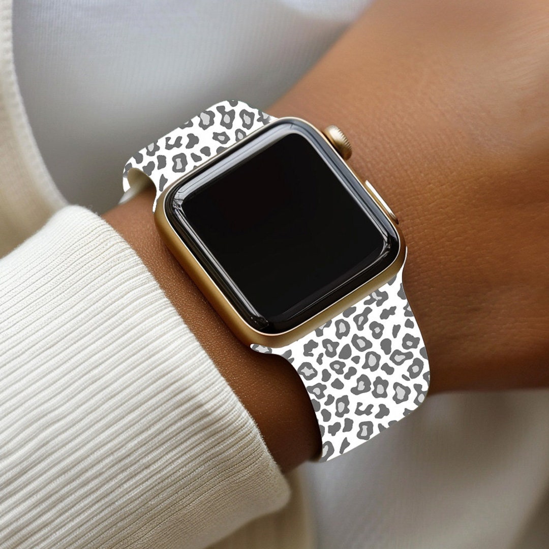 Gray Leopard Print Watch Band Compatible With Apple Watch Series 1-9 ...