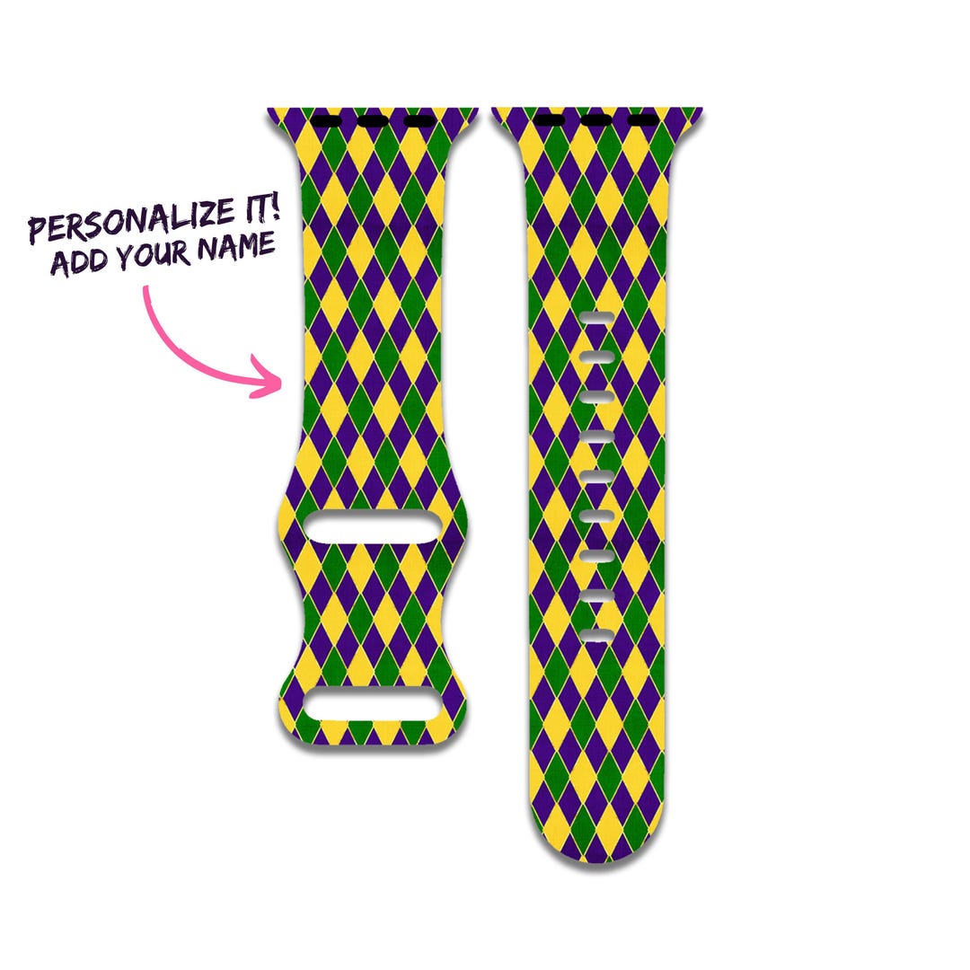 Mardi Gras Pattern Watch Band Compatible With Apple Watch Series 1-9 ...