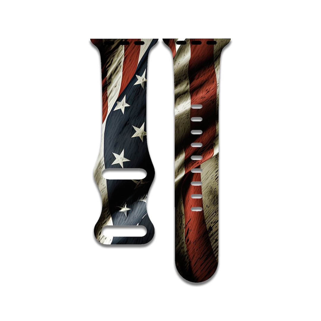American Flag, USA, Watch Band Compatible With Apple Watch Series 1-9 ...