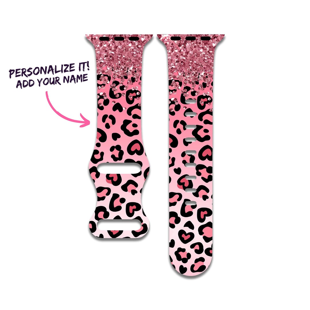 Printed Glitter Leopard Print Watch Band Compatible With Apple Watch ...