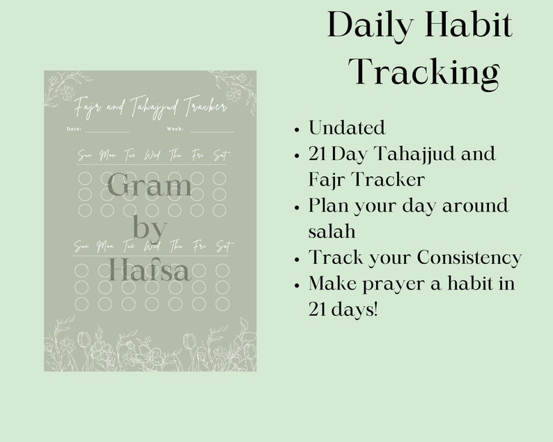 Tahajjud and Fajr Tracker, Salah Habit Tracker, Namaz Habit Tracker - Etsy