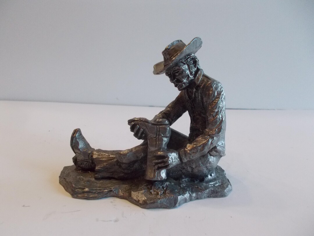 Beautiful~pewter~cowboy~figurine~statue~old Gus~lonesome Dove~rodeo~old ...
