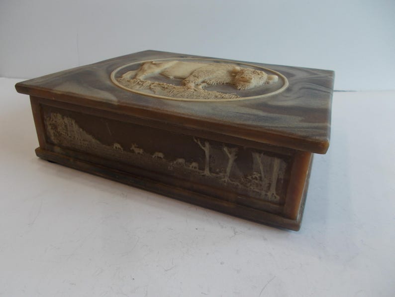 Rare~incolay~buffalo~box~beautiful~casket~bison~signed~7.5" X 6.5 ...