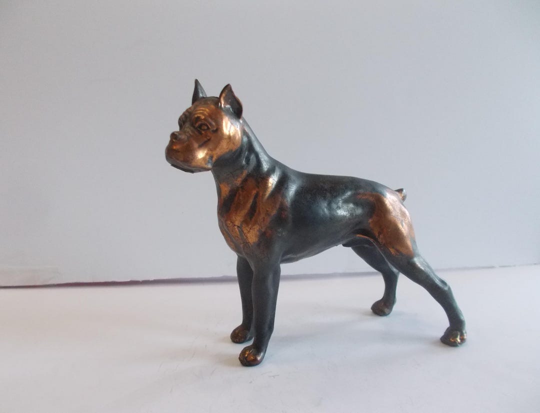 Beautiful~antique~boxer~dog~ Metal~statue~figurine~40's~60's~canine ...
