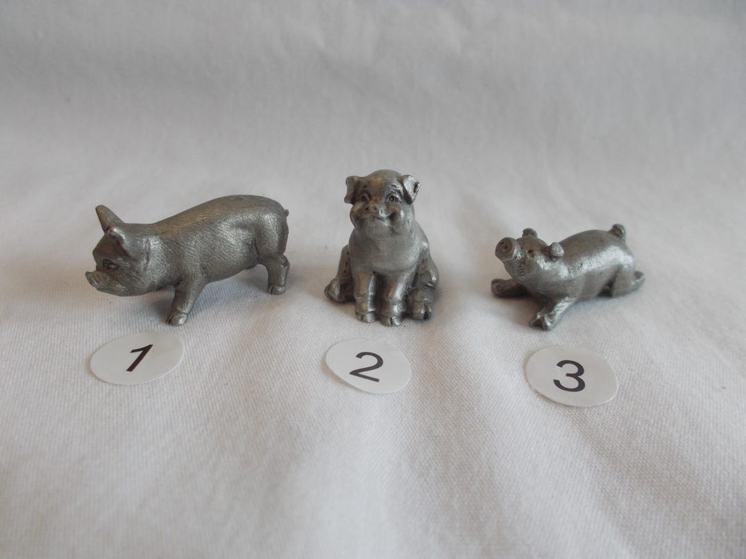 Little~pewter~piglet~figurine~happy~baby Pig~hog~80's~90's~farm Animal ...