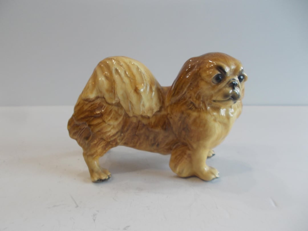 Antique~pekingese~dog~figurine~40's-50's~porcelain Over Metal~morton Studios~signed~weighs~12oz ...