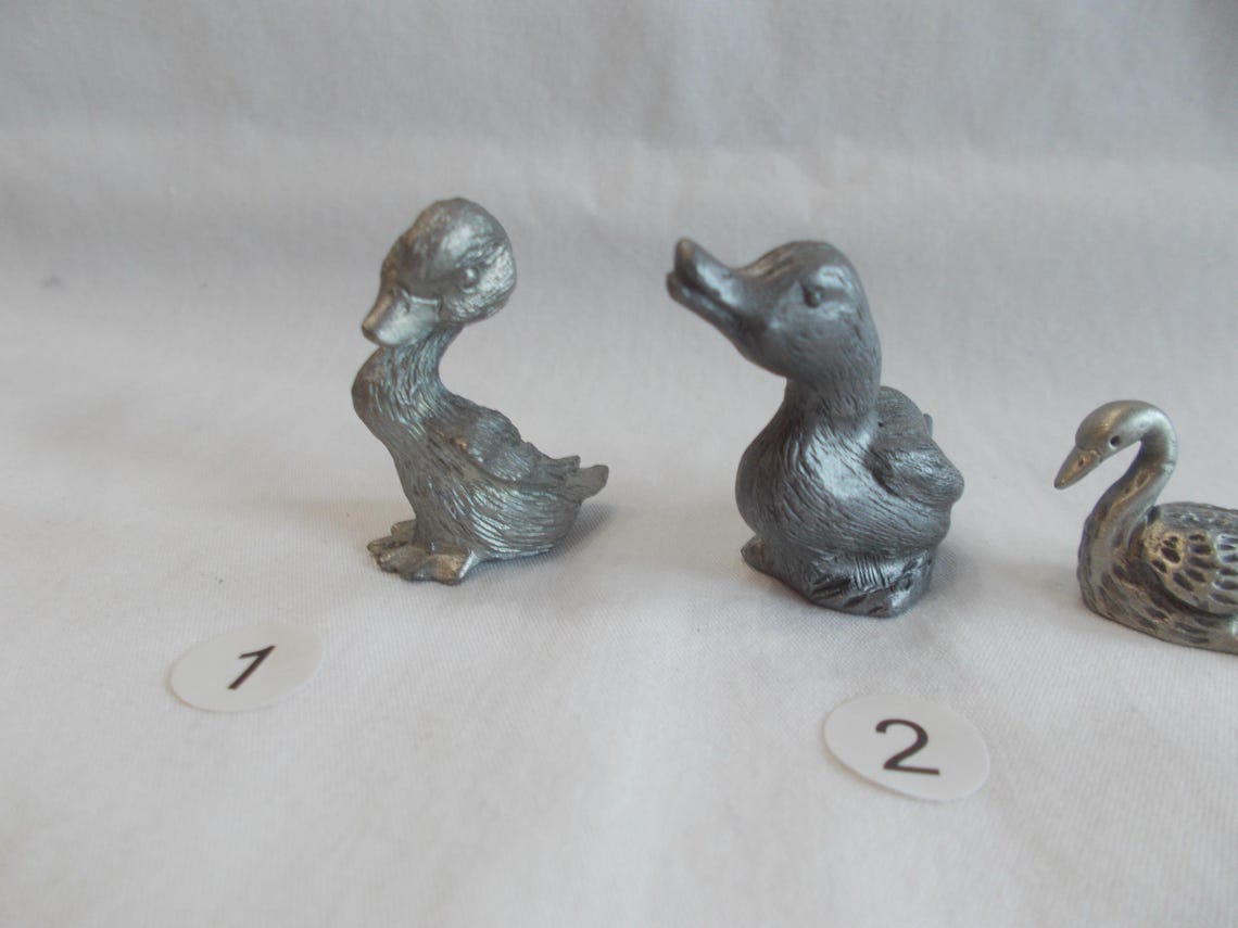 Vintage~pewter~duck~figurine~duckling~duck Family~water Bird~80's ...