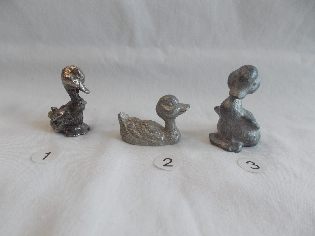 Vintage~pewter~duck~figurine~daffy~duckling~80's~signed~fine~pewter ...