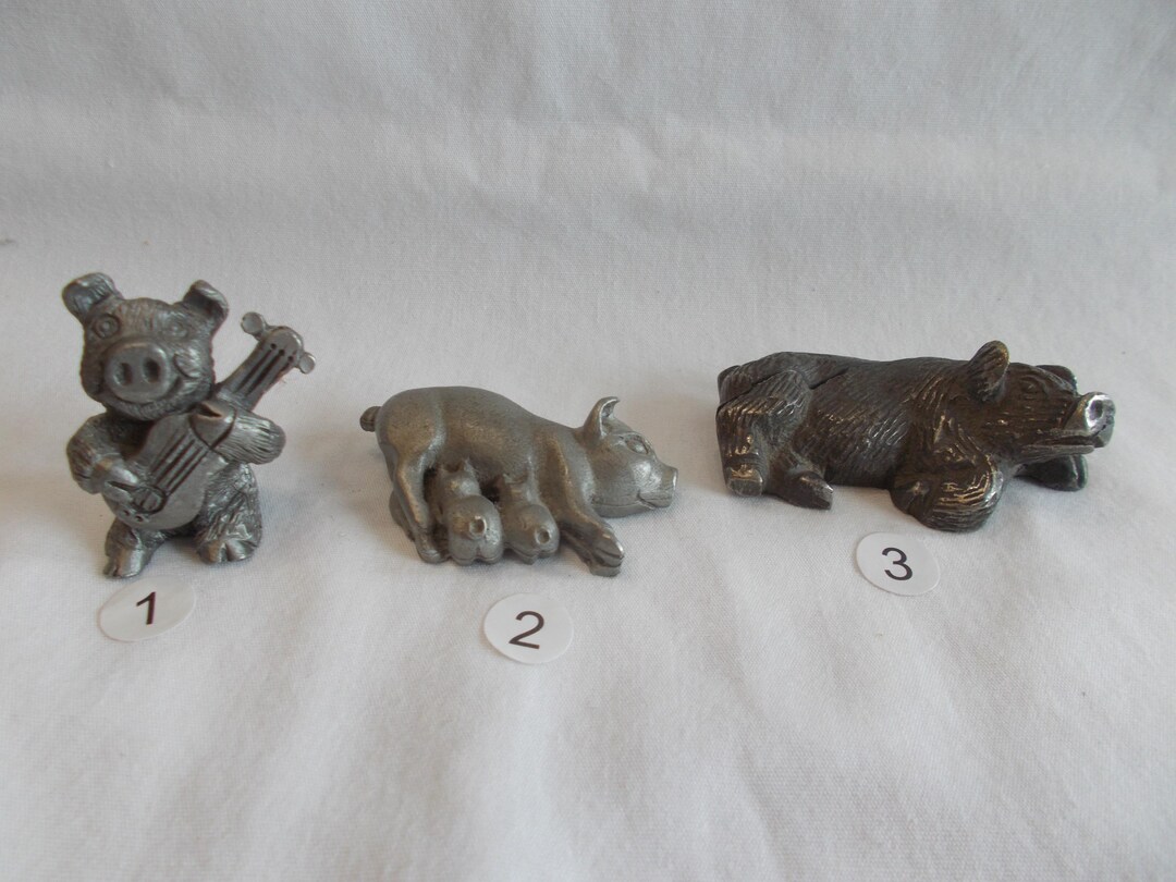 Pewter~pig~hog~piglet~figurine~90's~place Card Holder~musical Pig~porky ...