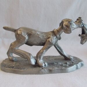 Pewter~hound Dog~figurine~1975~signed~"no One Else Can Fill Your Shoes ...