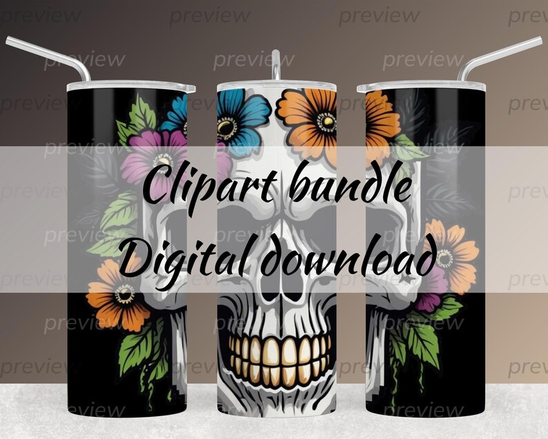 Floral Skull Clipart Bundle 10 PNG JPG Files Unique Pixel Art for ...