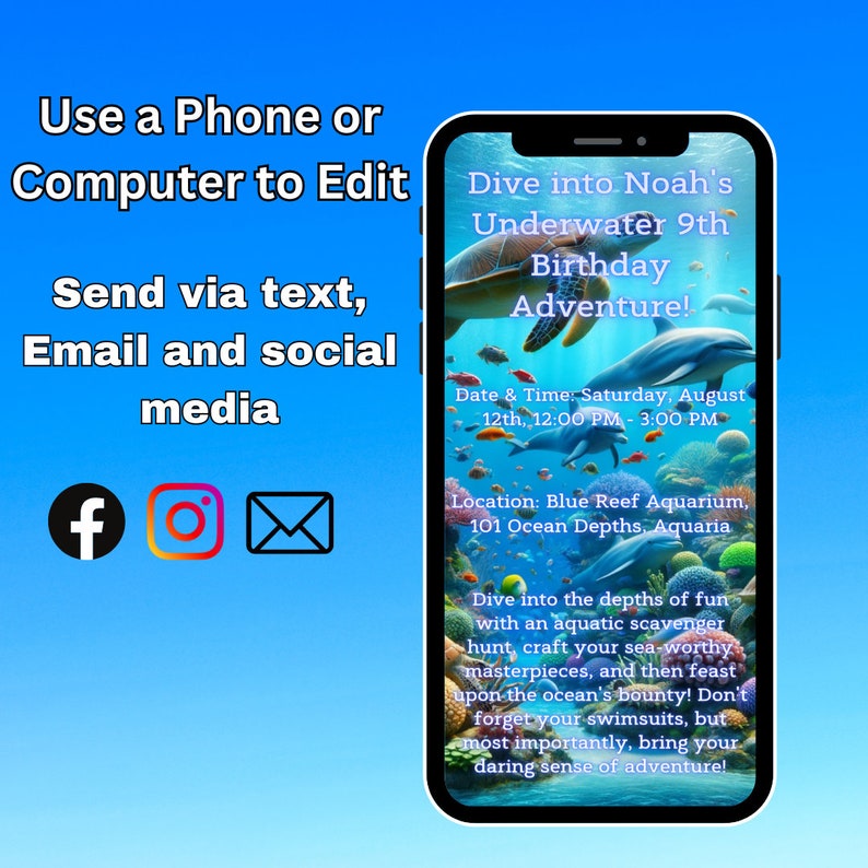 Underwater Wonderland Birthday Invitation Canva Editable - Etsy