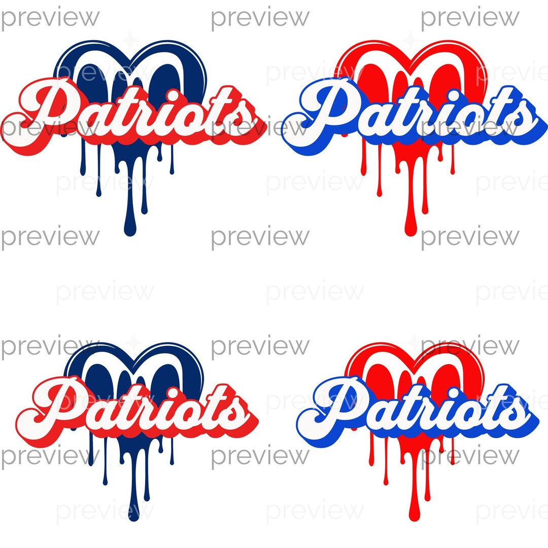 Patriots Love Logo Design in Retro Style With Heart and Dripping ...