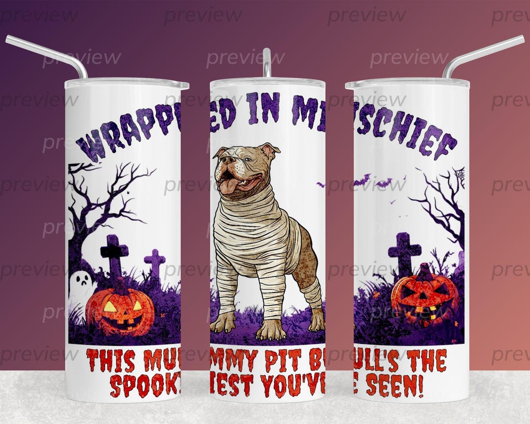 Cute Pit Bull Halloween Mummy PNG JPG for Spooky Decor and Digital Art ...