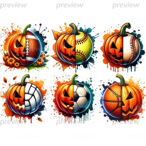 Fall Halloween Sports PNG Bundle Fun Digital Art for Baseball, Football ...