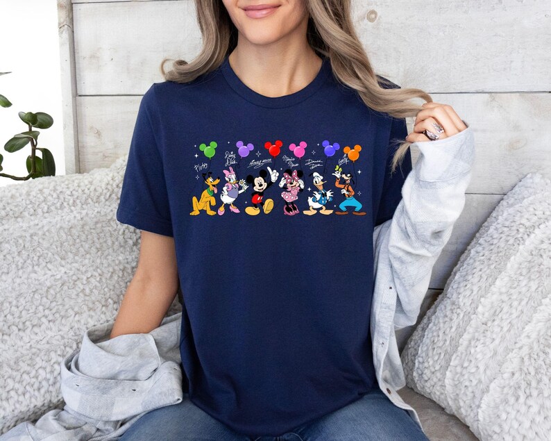 Retro Mickey and Friends Signatures Shirt, Disney Balloon Shirt, Disney ...