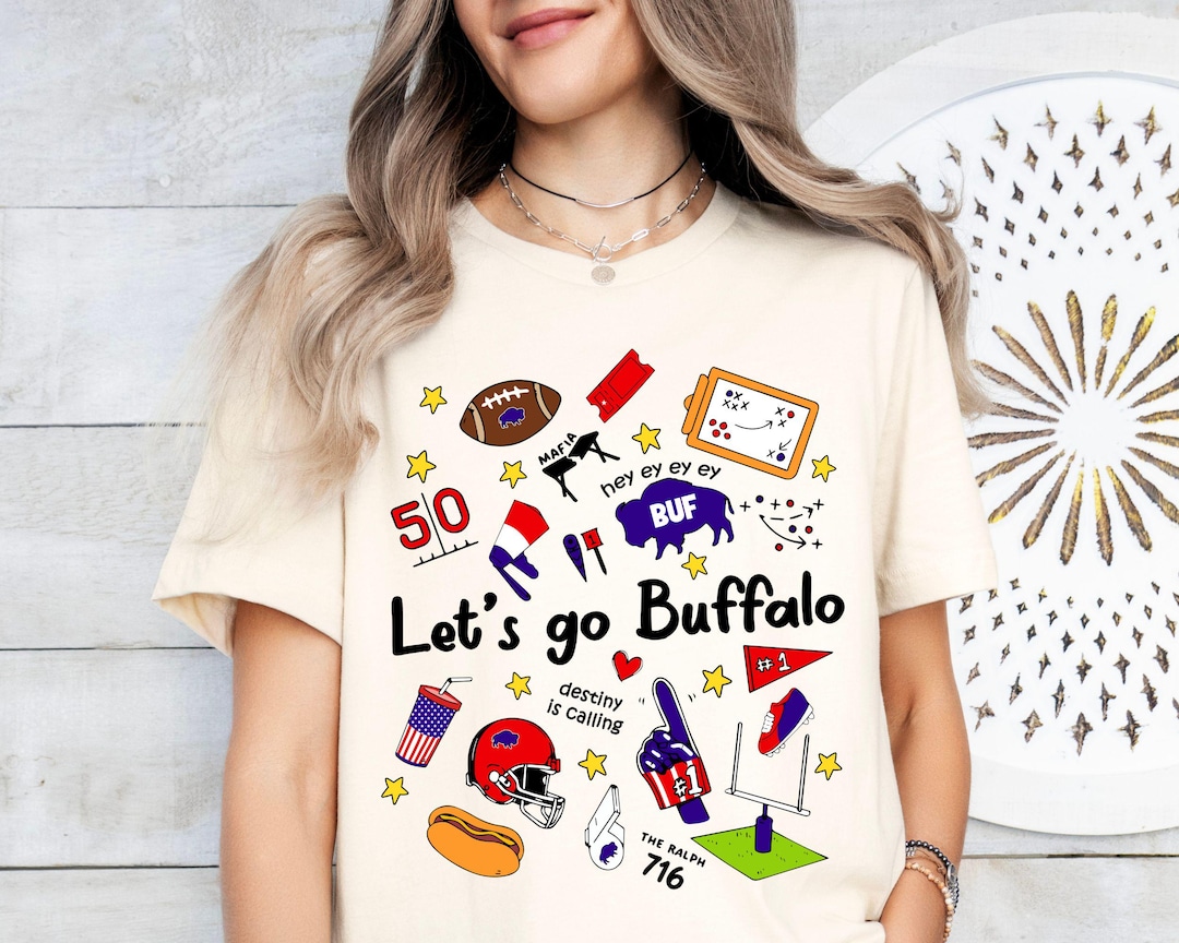 Buffalo Football Doodles Shirt, Women's Buffalo Fan Gift, Let's Go ...