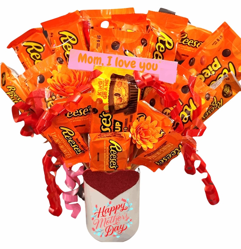 Custom Reese's Chocolate Bouquet With Personalized Mug, Valentines Day ...