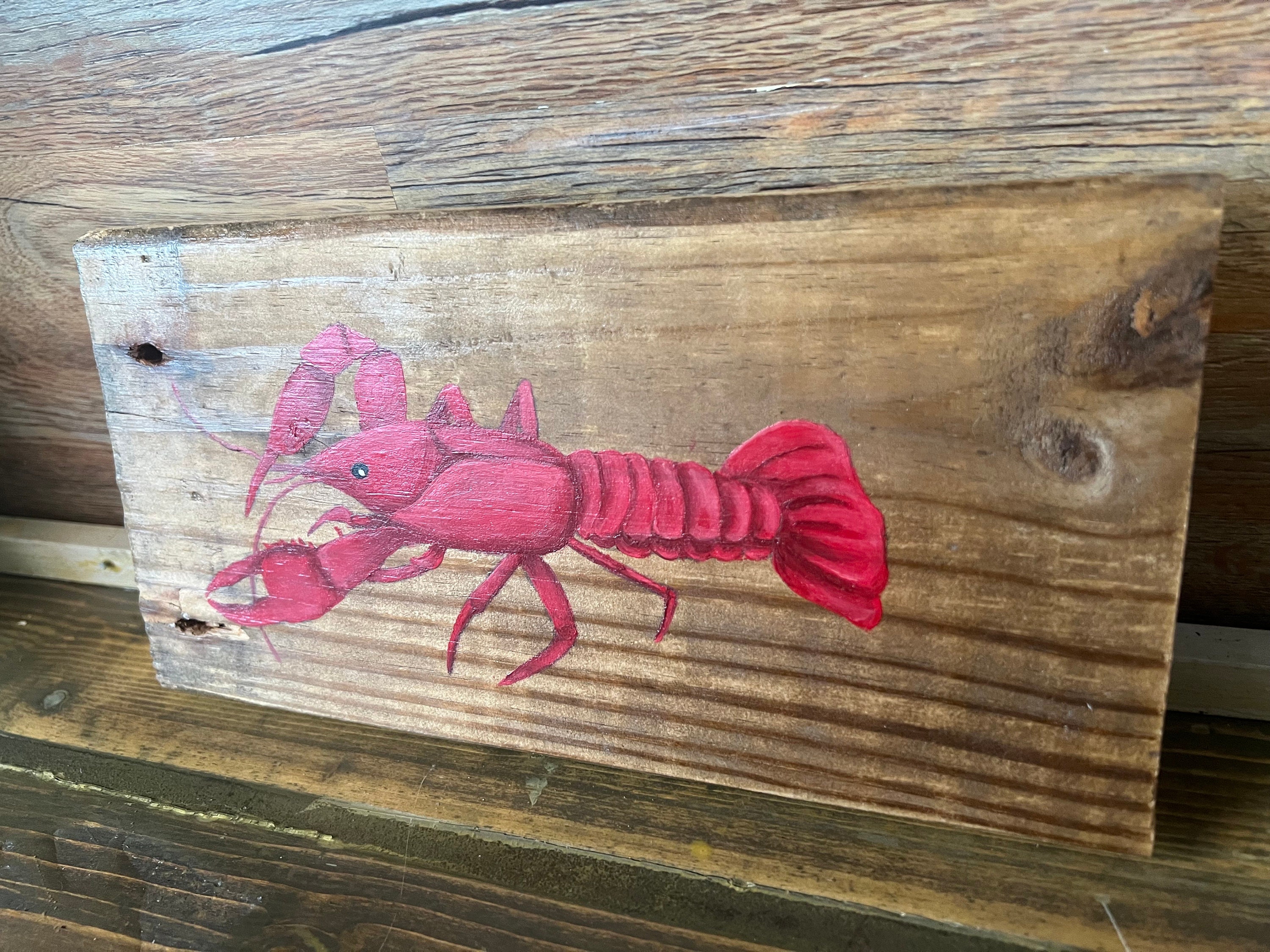 Original Hand Painted Crawfish on Wood - Etsy