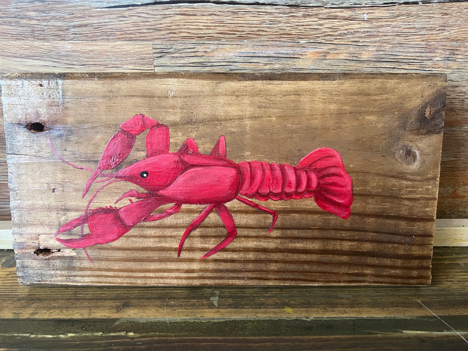 Original Hand Painted Crawfish on Wood - Etsy