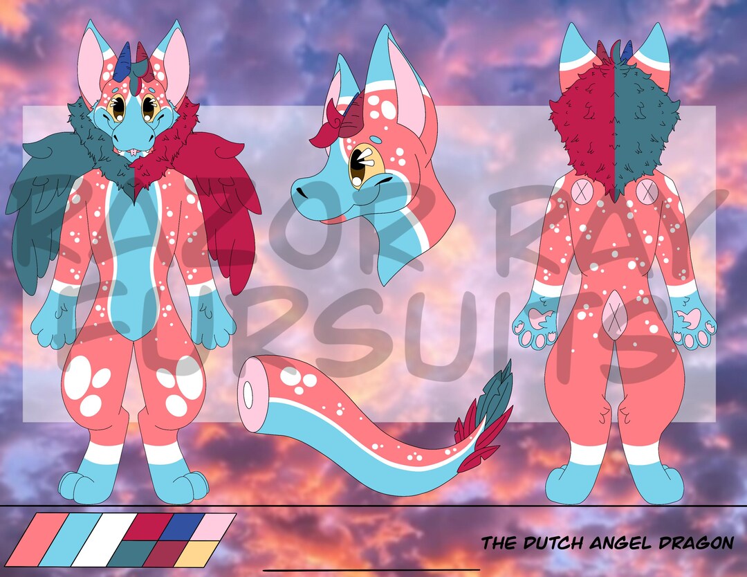 Fursona Adoptables // Dutch Angel Dragon Reference Sheet // Furry ...