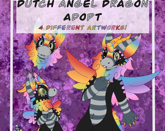 Rainbow Dutch Angel Dragon Adoptable - Furry Fandom Fursona [multiple ...