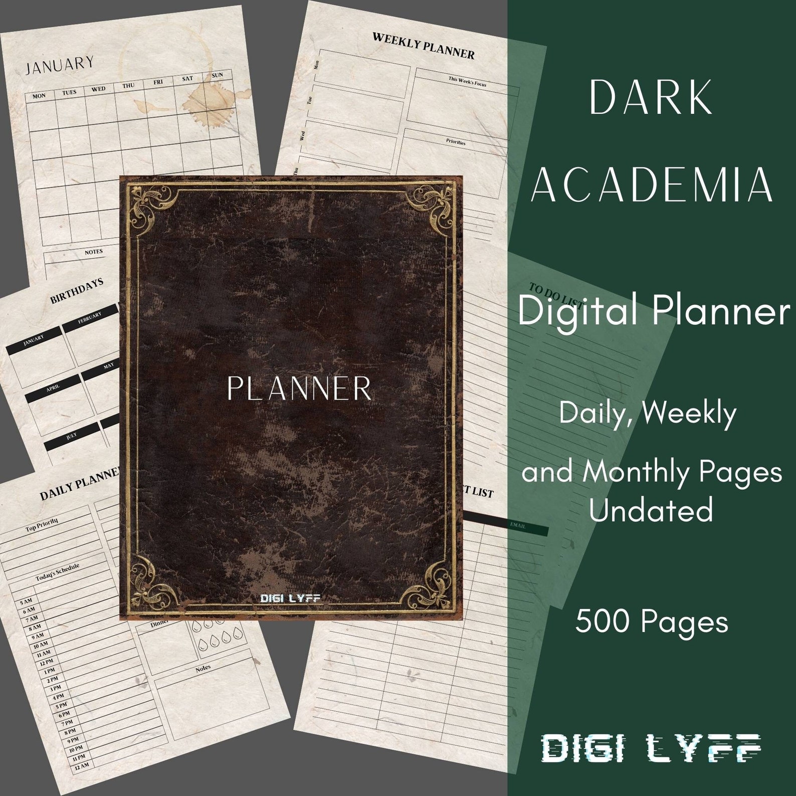 Dark Academia | Digital Planner | Daily | Weekly | Monthly | Planner ...