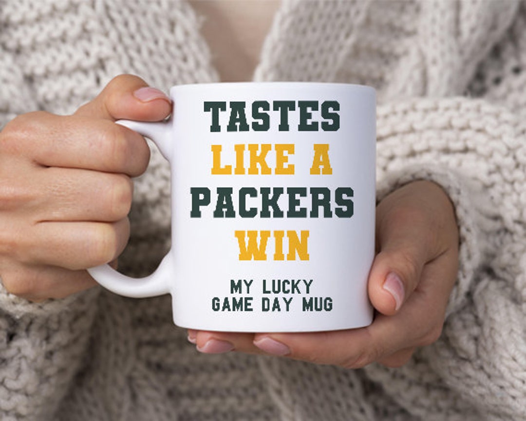 Tastes Like A Packers Win Mug, Lucky Game Day Mug, Game Day Mug, Green ...