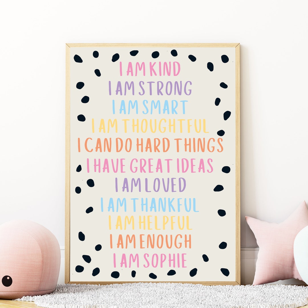 Poster Girls Affirmation Print, Rainbow Prints, Kids Playroom Decor ...