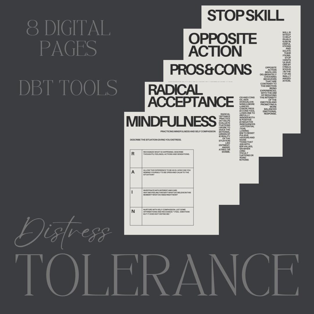 DBT Distress Tolerance Worksheets for Therapist or Counselor Assist ...