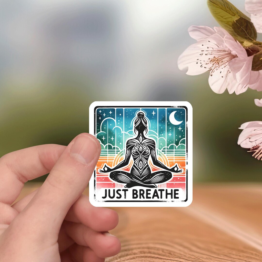Just Breathe Yoga Namaste Sticker Decal, Laptop Sticker, Water Bottle ...