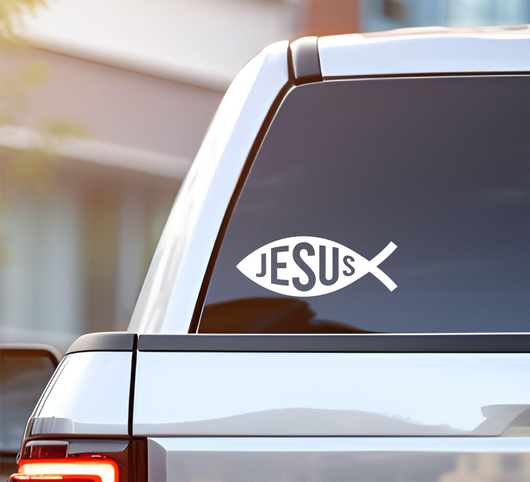 Jesus Fish Ichthus Decal Sticker, Christian Car Decal Sticker, Water ...