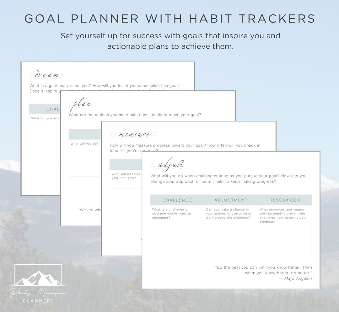 Inspirational 2024 Goal Planner Dream Plan Measure Adjust - Etsy