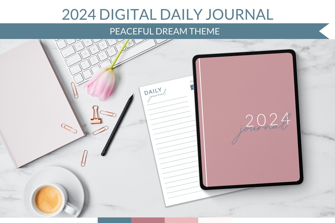 Peaceful Dream 2024 Digital and Printable Journal, Dated Journal ...