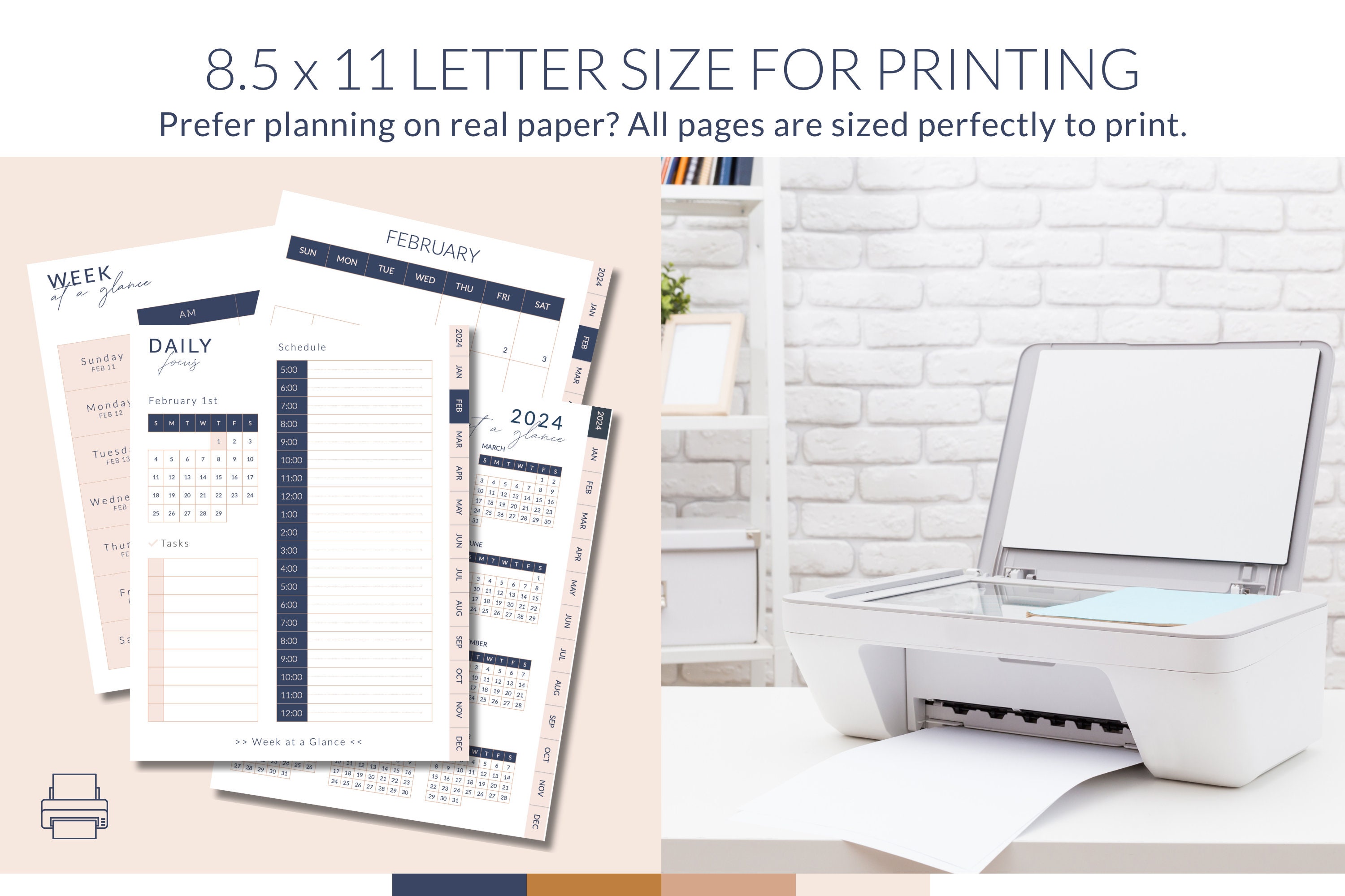 2024 Yearly Monthly Weekly Daily Planner, PDF Planner, Goodnotesplanner ...