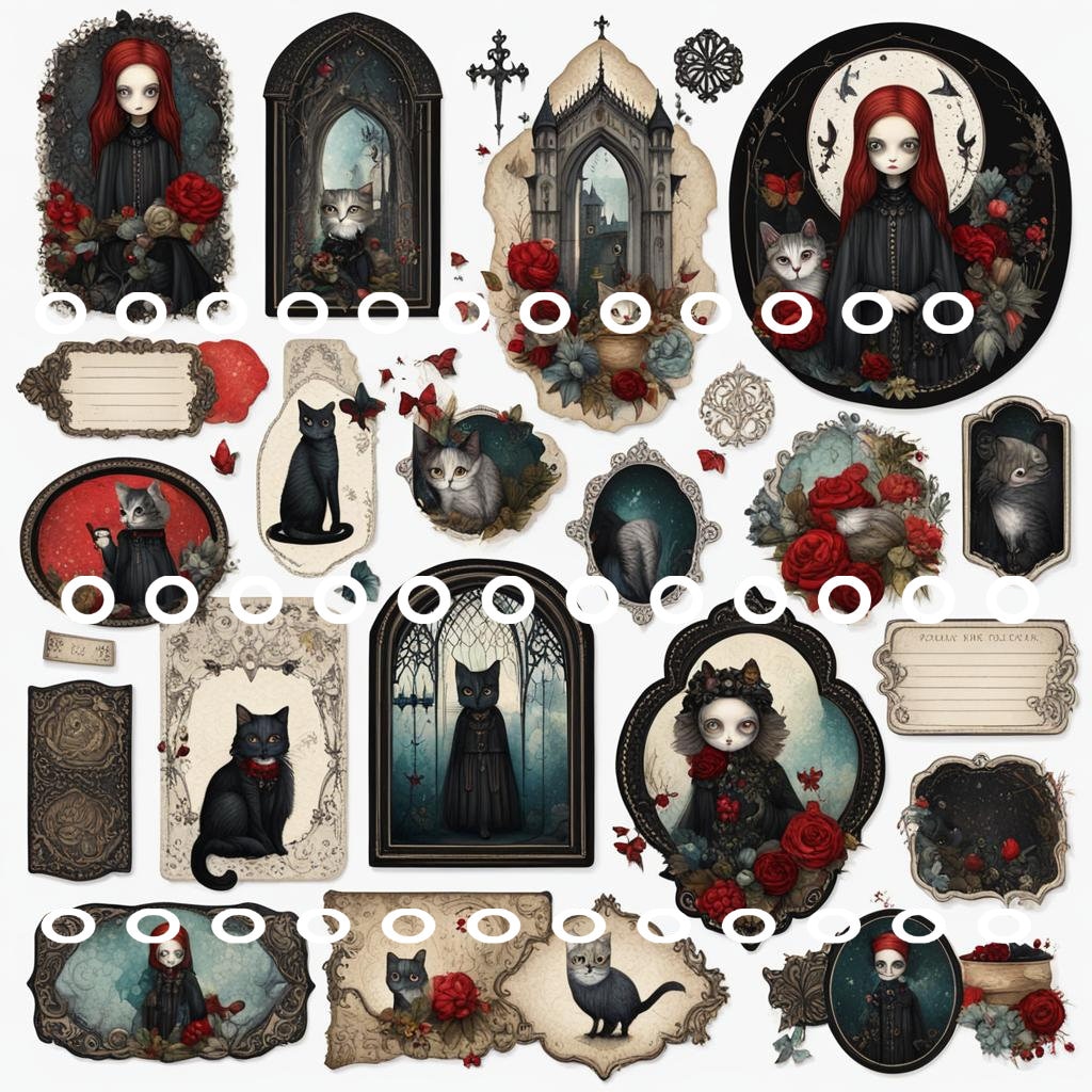 Printable Gothic Designs, Junk Journaling Ephemera, Kit, Scrapbooking ...