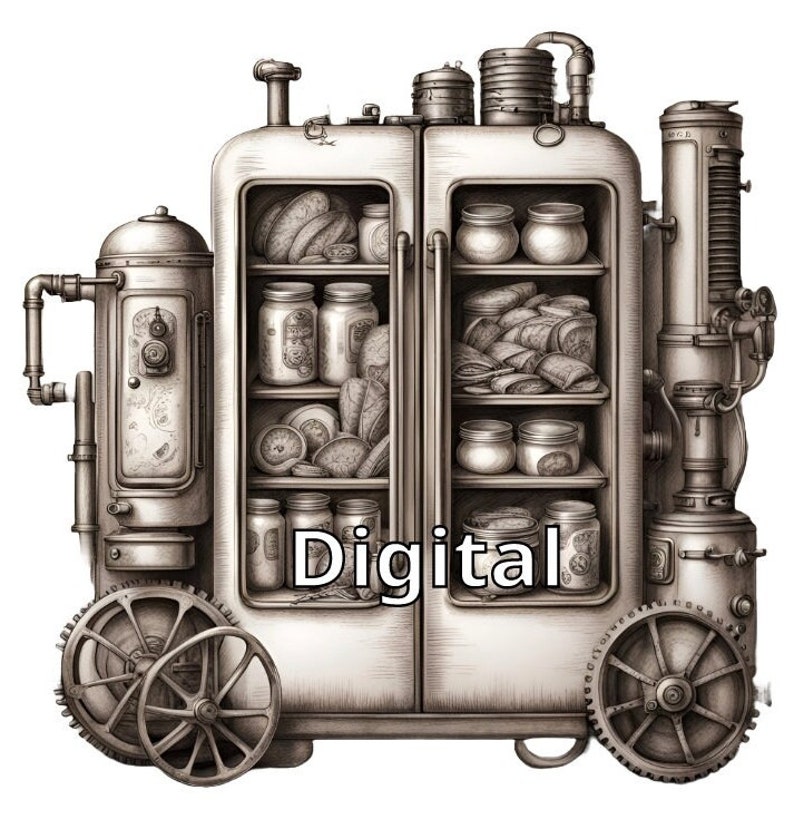 Fridge Steampunk Clip Art, Fridge Design, Fridge Vintage, Fridge Image ...