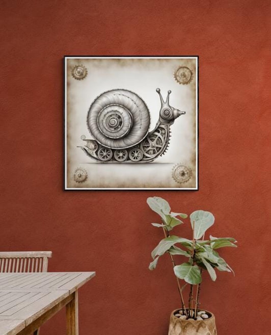 Steampunk Poster Snail Design, Steampunk Snail Picture, Snail Wall Art ...