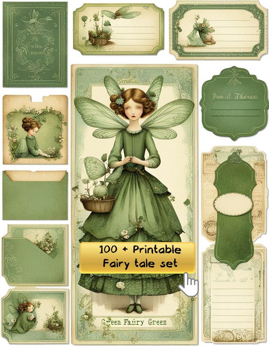 Fairy Tale Printable Set, Fairy Set, Fairy Illustrations, Vintage-style ...