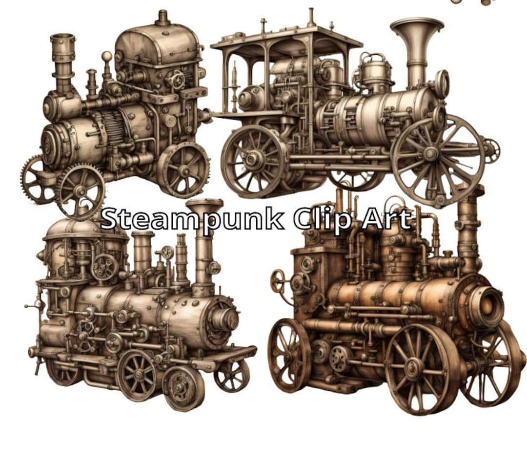 Steampunk Trains Clip Art, Trains Image, Trains Picture, Vintage Trains ...