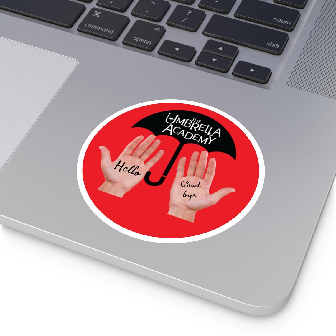Klaus Hands Sticker, Umbrella Academy Hello Goodbye Hands Sticker ...