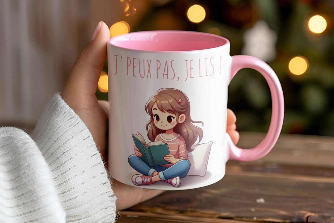 I Can't, I Read phrase in French Humorous Reading Mug Gift for Reader ...
