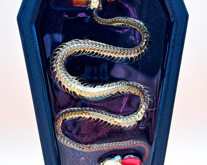 Real Snake Skeleton in Shimmering Gold. Set in Resin With Real Rose ...