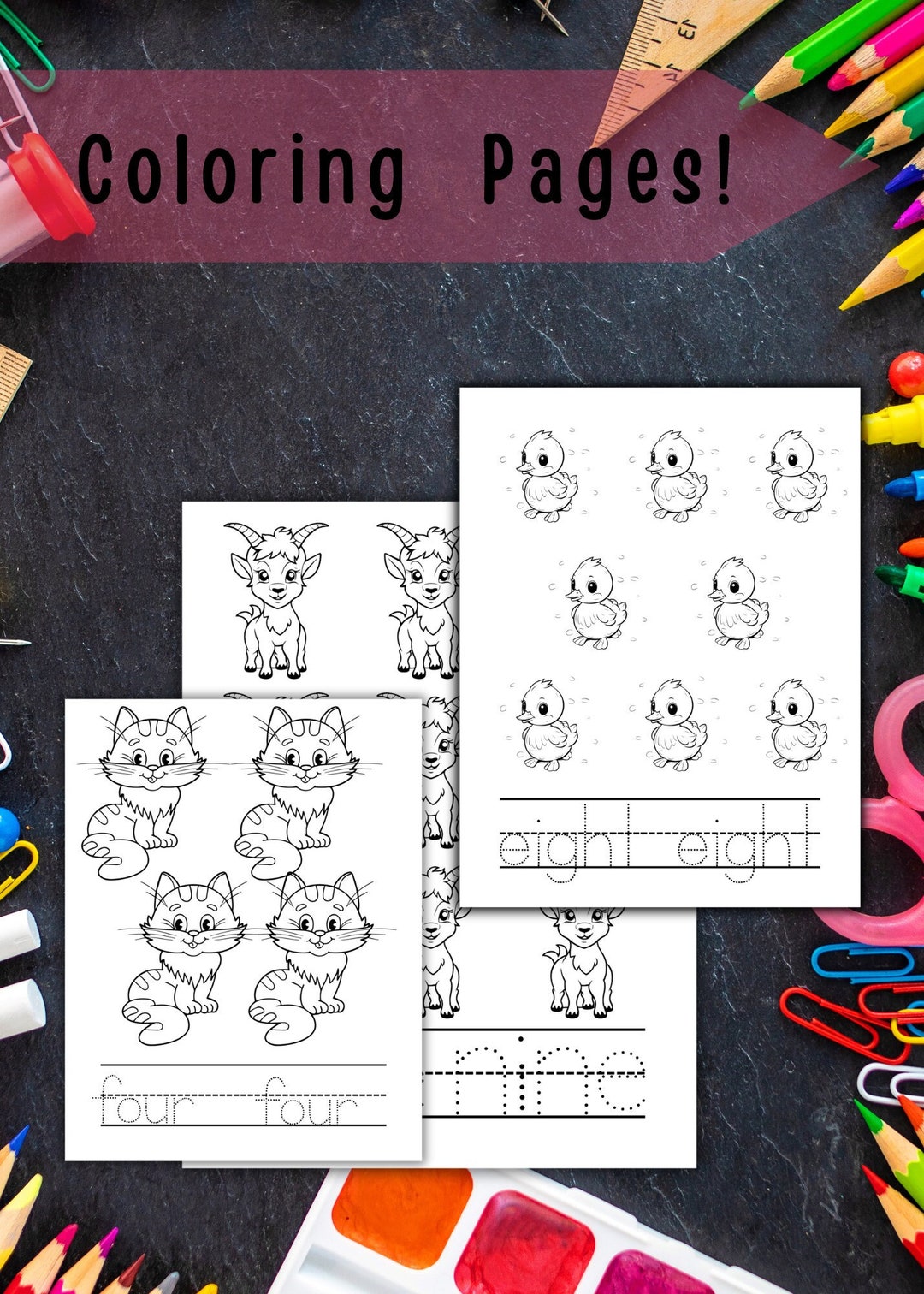 Animal Learning Coloring Pages, Animal Number Worksheet, Home School ...