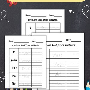75 Educational Learning Bundle: Kindergarten Sight Words Tracing ...